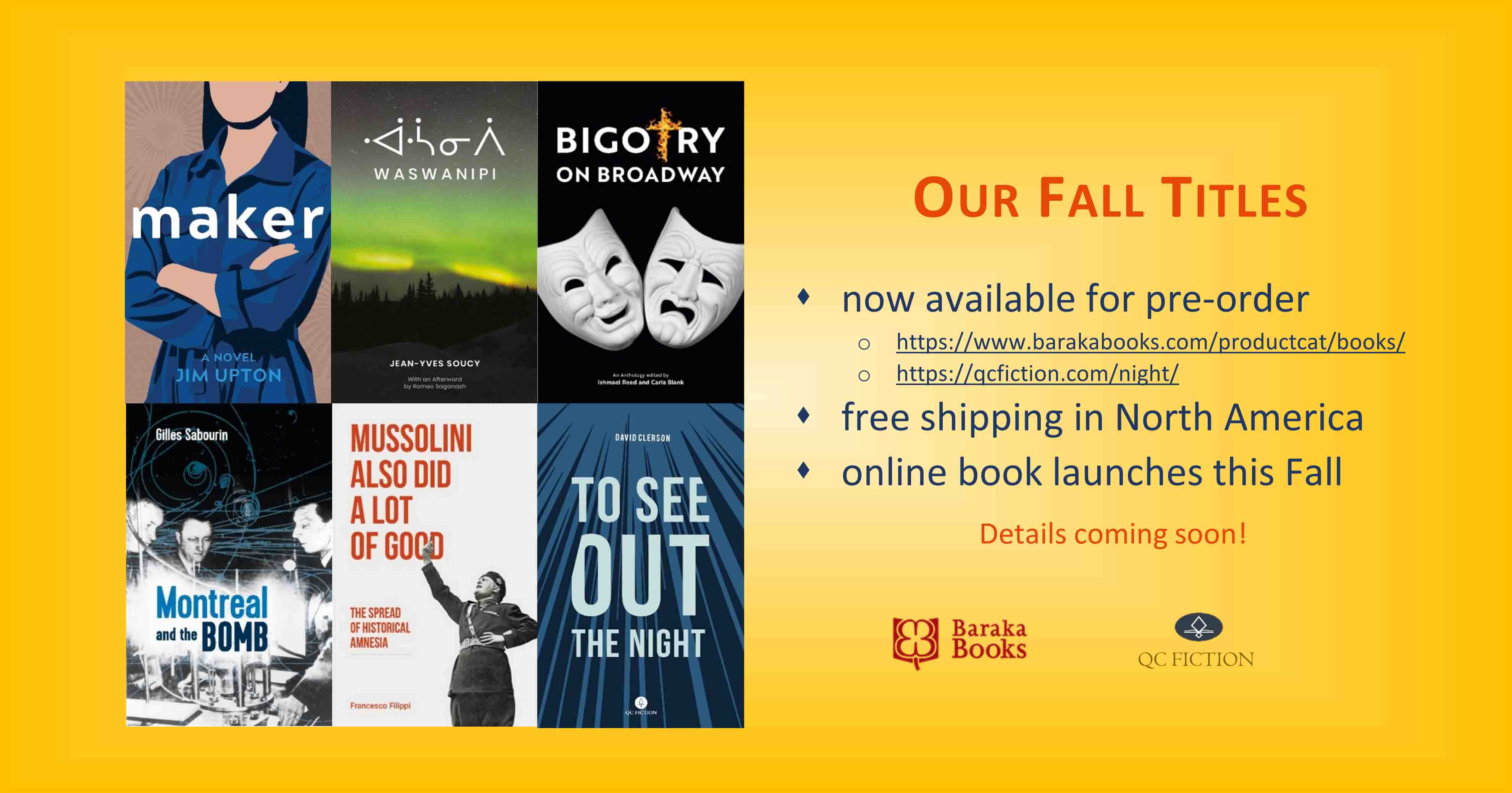 International Online Book Launches, Fall 2021 - Baraka Books & QC ...