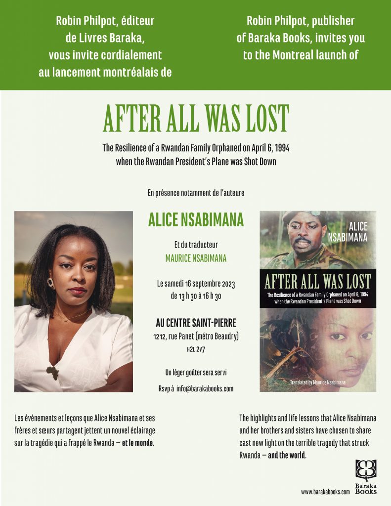 Launch of After All Was Lost by Alice Nsabimana, Sat. Sept 16 at 1:30 ...